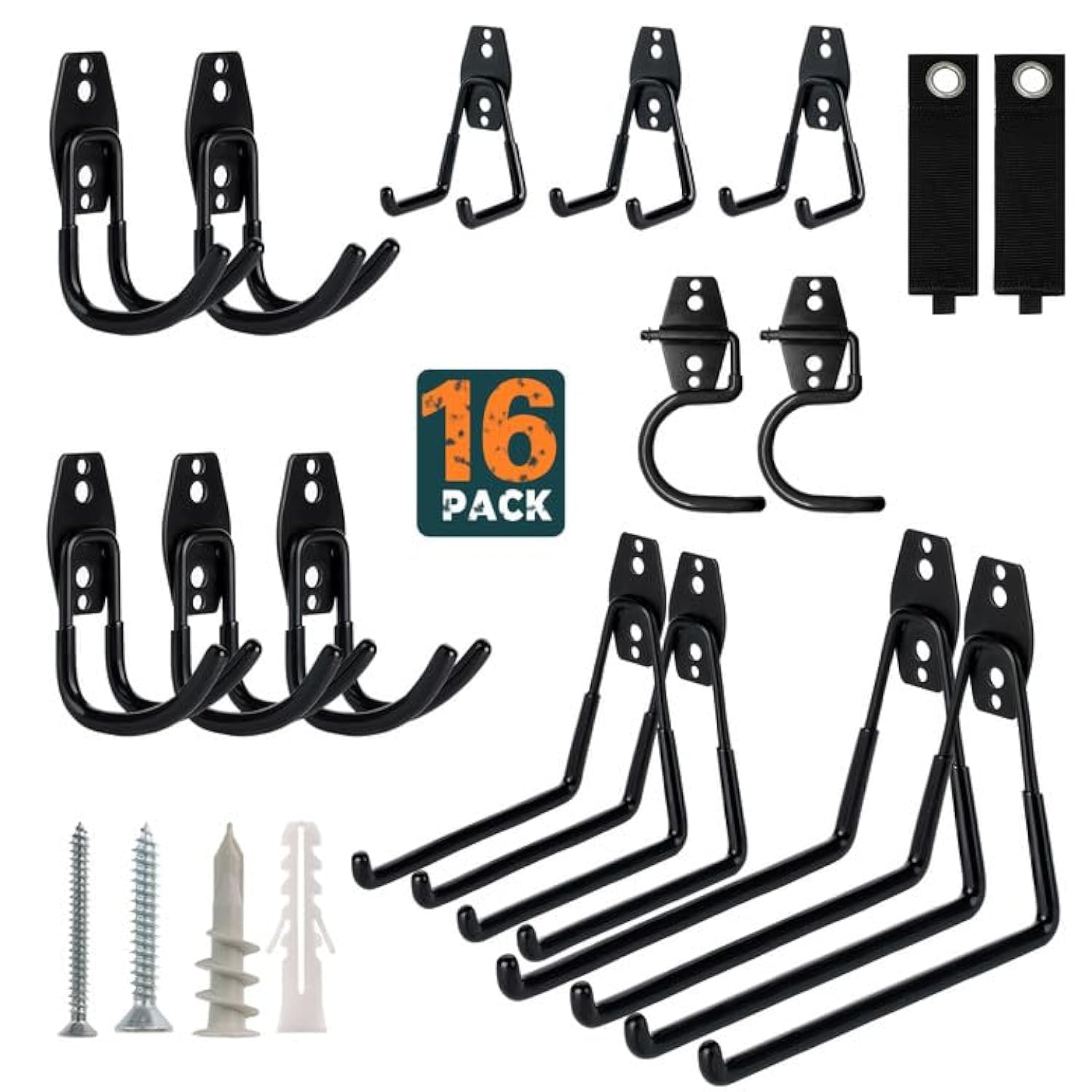 gamtrik 16-Pack Utility Garage Hooks for Hanging - Heavy Duty Garage ...