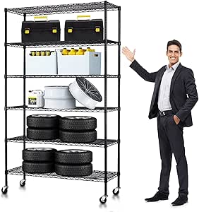 Amazon.com: 6 Tier Storage Rack Metal Wire Shelf Unit Height Adjustable NSF Heavy Duty Garage ...