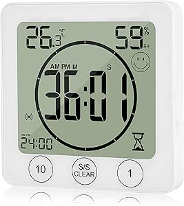 Amazon.com: Digital Bathroom Shower Timer Kitchen Wall Clock with Alarm ...