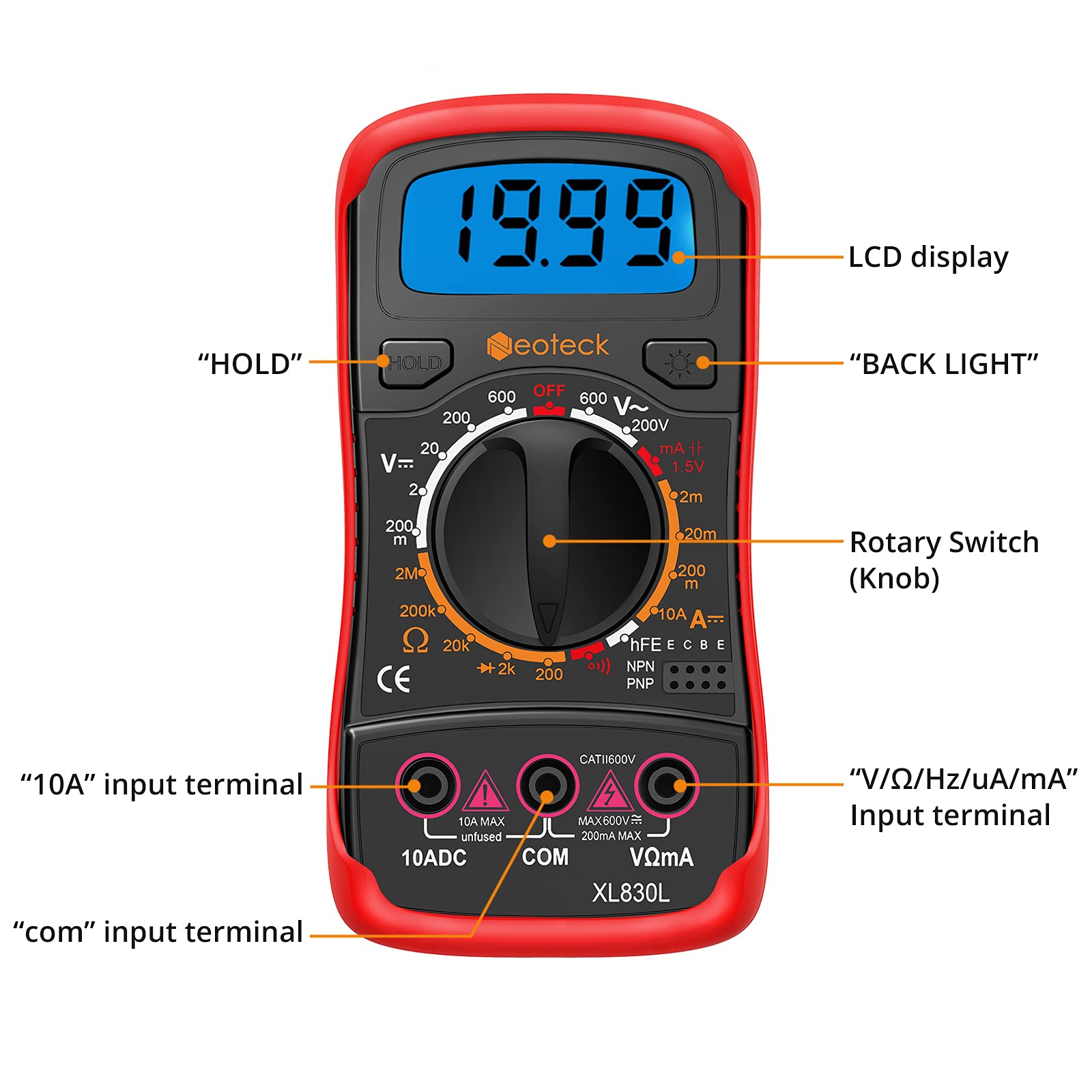 Mua Neoteck Pocket Manual Ranging Digital Multimeter with 2 Test Leads ...