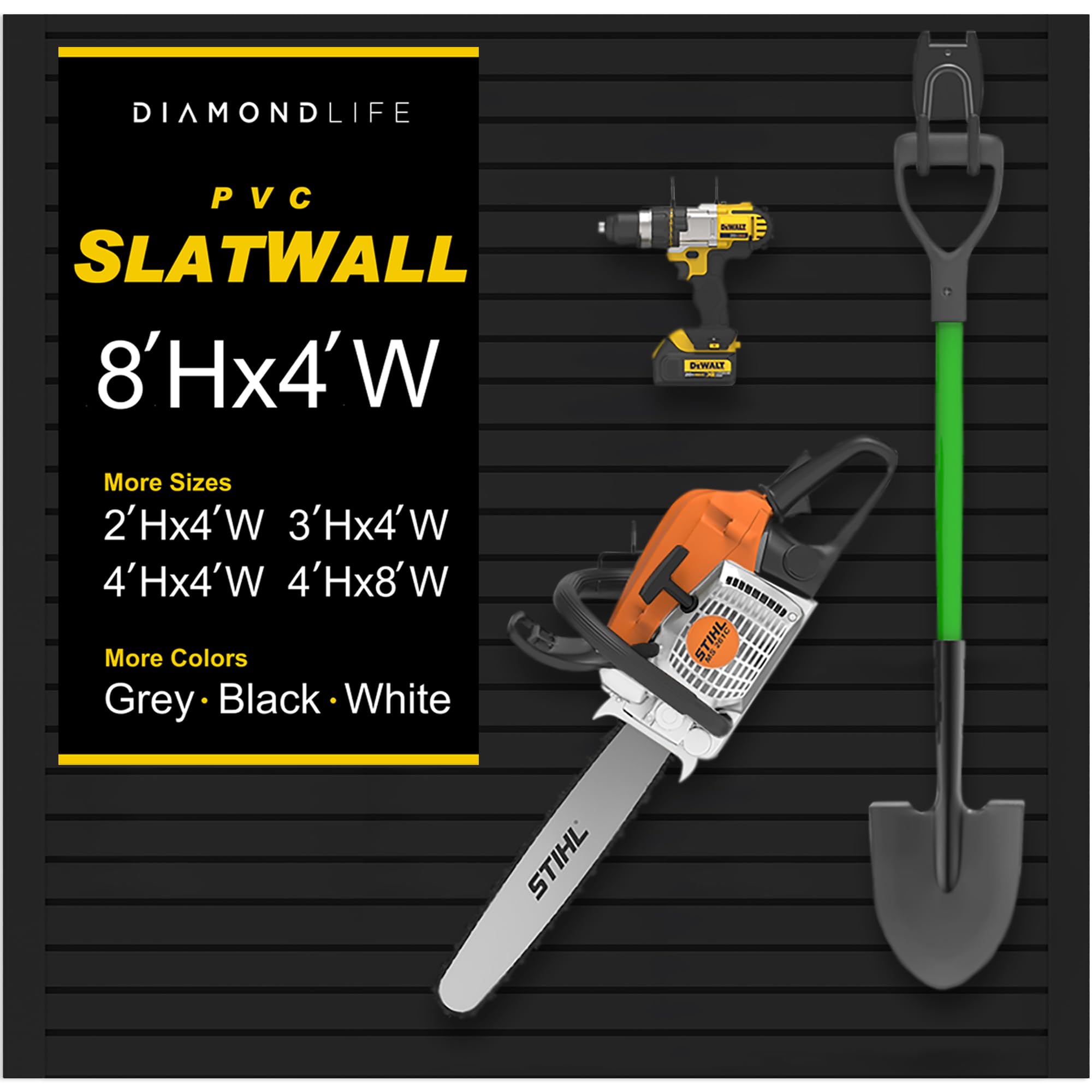 Slatwall Panel Garage Wall Organizer: Heavy Duty Wall Mounted PVC Wall ...