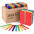 Amazon.com: WISYOK 2000 Jumbo Rainbow Popsicle Sticks - 6 Inch Wooden ...