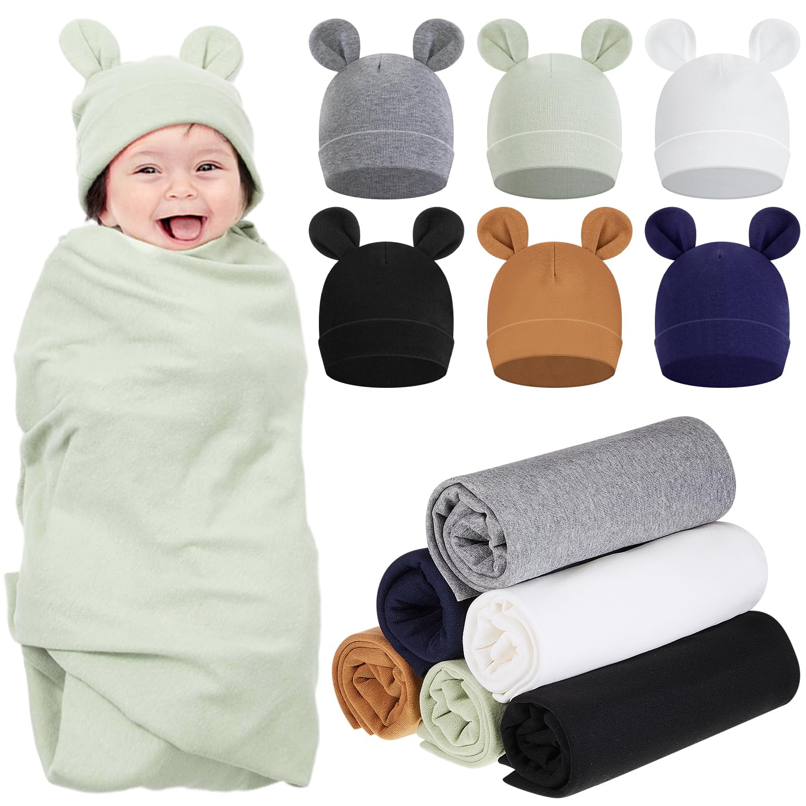 Ramede 6 Sets 100% Cotton Baby Swaddle Blankets Swaddling Blankets Wrap ...