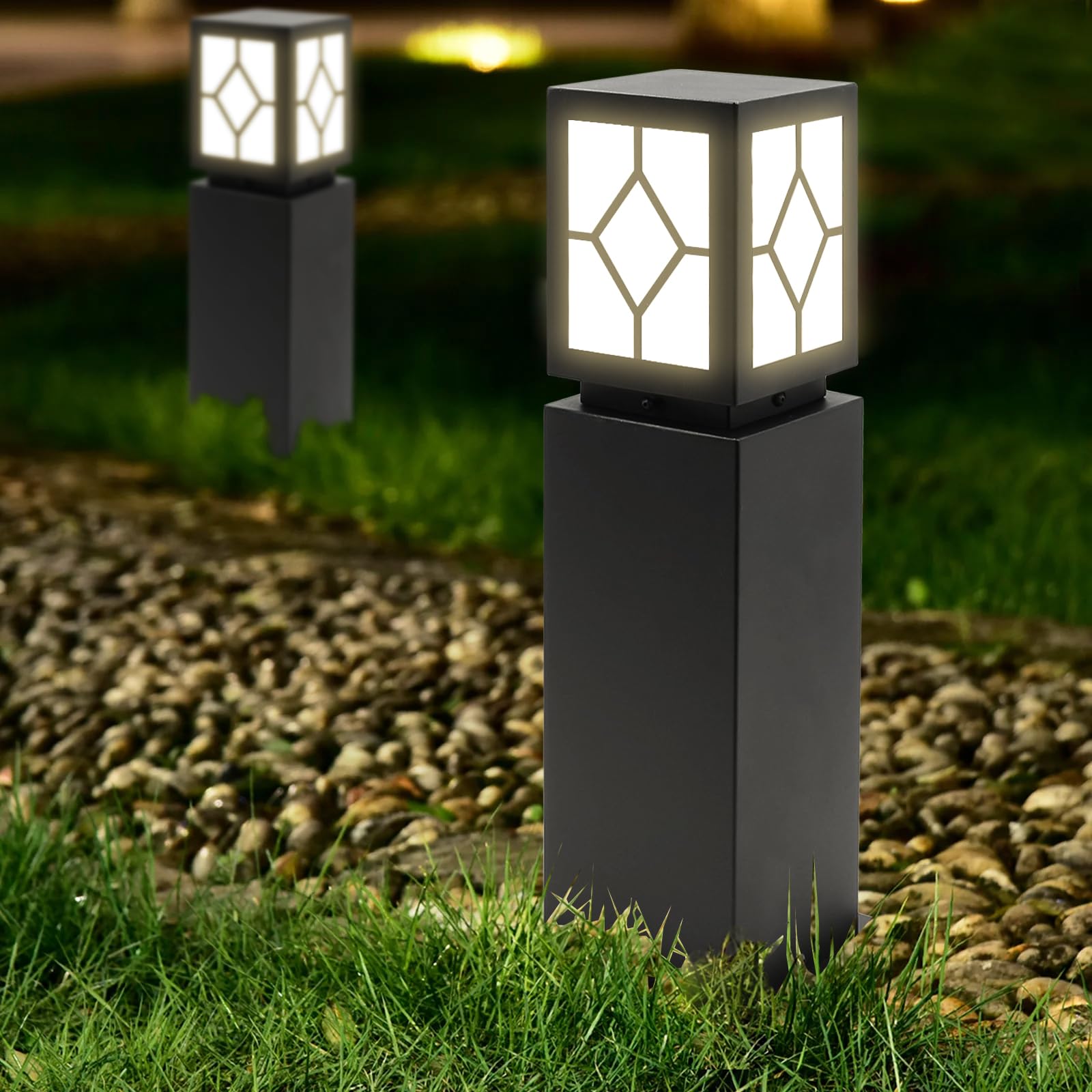2Pack Outdoor Bollard Light 24" IP65 Waterproof Landscape Pathway ...