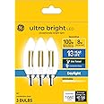 GE Ultra Bright LED Light Bulbs, 100W, Daylight Candle Lights, Clear ...