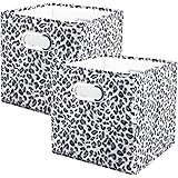 Amazon.com: ANMINY 2PCS Storage Cube Set Leopard Print Large Velvet ...