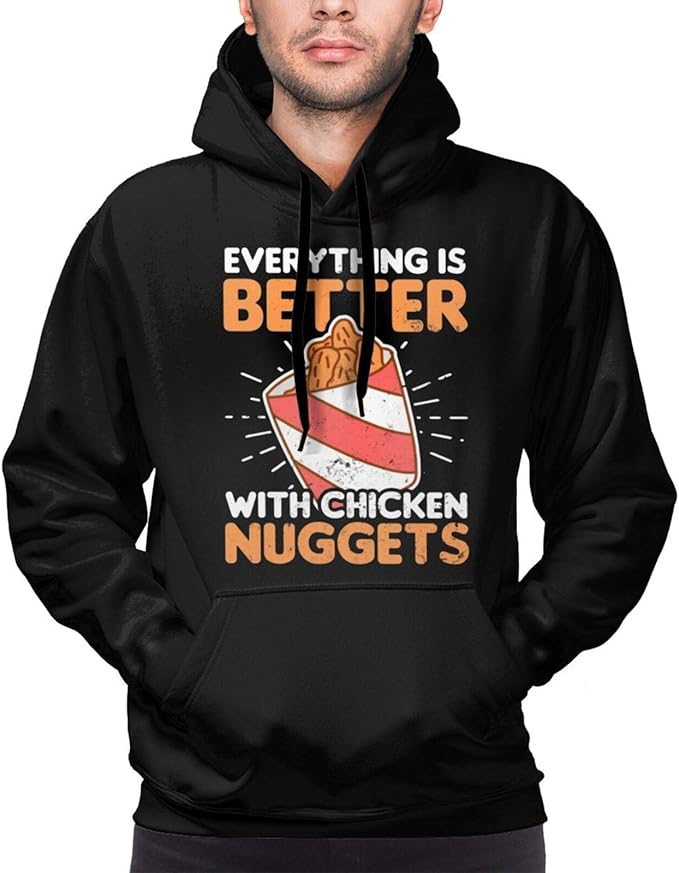 Chicken Nugget Mens Slim Fit Long Sleeve Pullover Big Logo Hoodie at ...