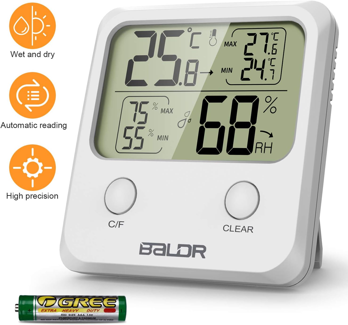WisFox Digital Humidity Hygrometer, Digital Indoor Temperature ...
