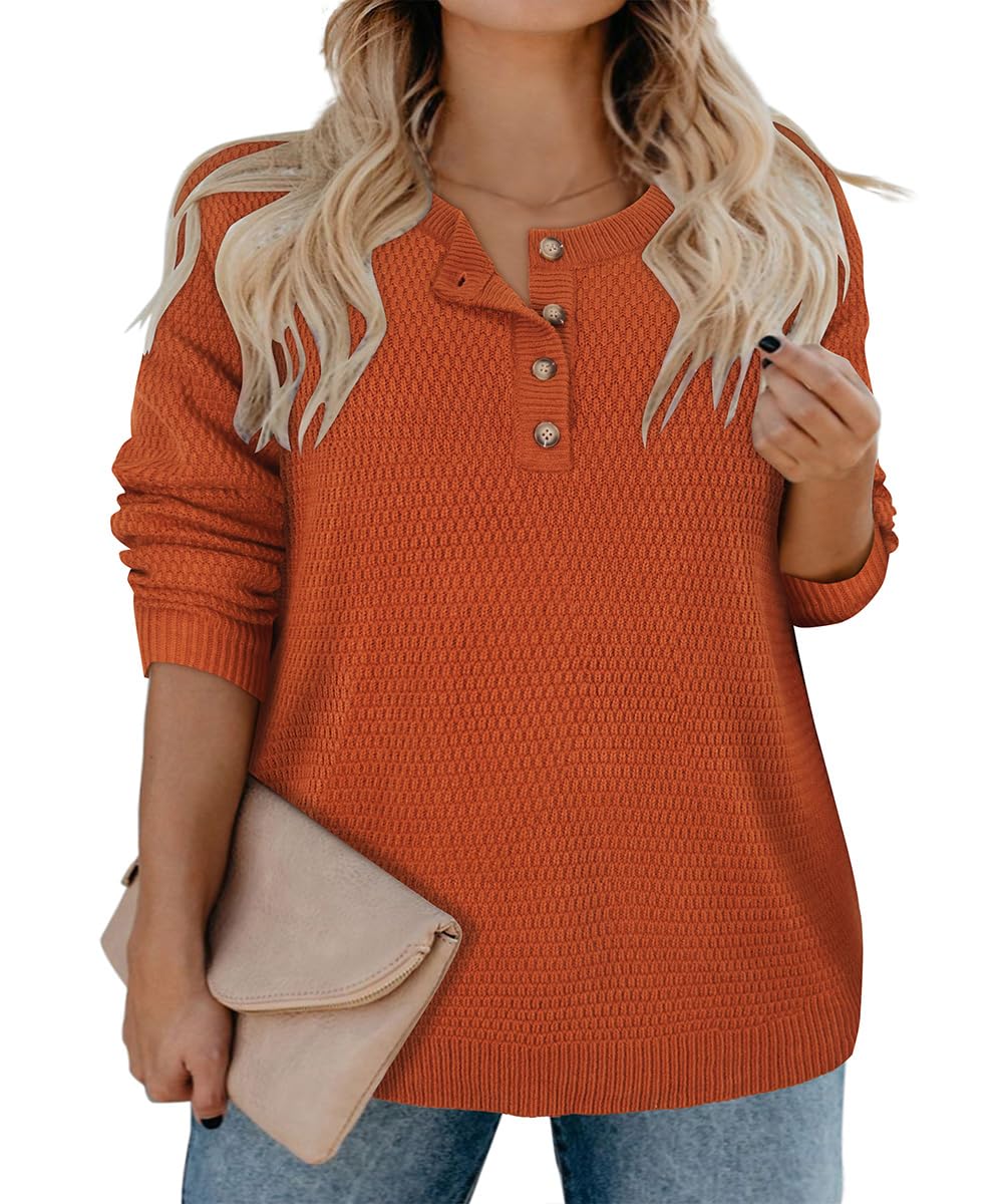 RITERA Women Plus Size Sweaters for Women Solid Color Knitted Sweaters ...