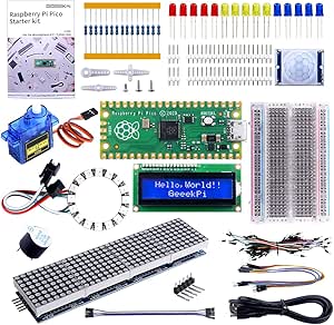 Amazon.com: GeeekPi Raspberry Pi Pico Basic Starter Kit with Raspberry Pi Pico, Breadboard, I2C ...