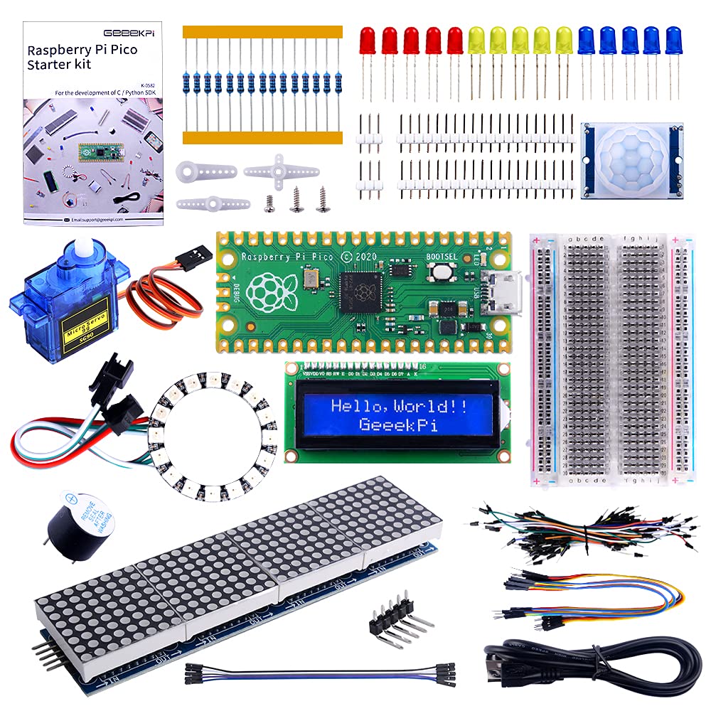 Mua GeeekPi Raspberry Pi Pico Basic Starter Kit with Raspberry Pi Pico, Breadboard, I2C 1602 LCD ...