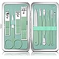 Amazon.com : BLESWIN 10-Piece Nail Care Kit, Professional Manicure Set with Green Leather Case ...