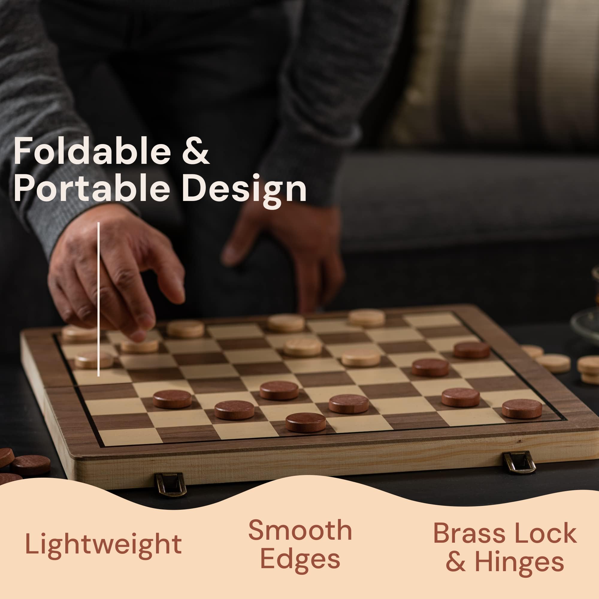 Mua PlayVibe Wooden Chess Set 15'' & Checkers Board Games for All ...
