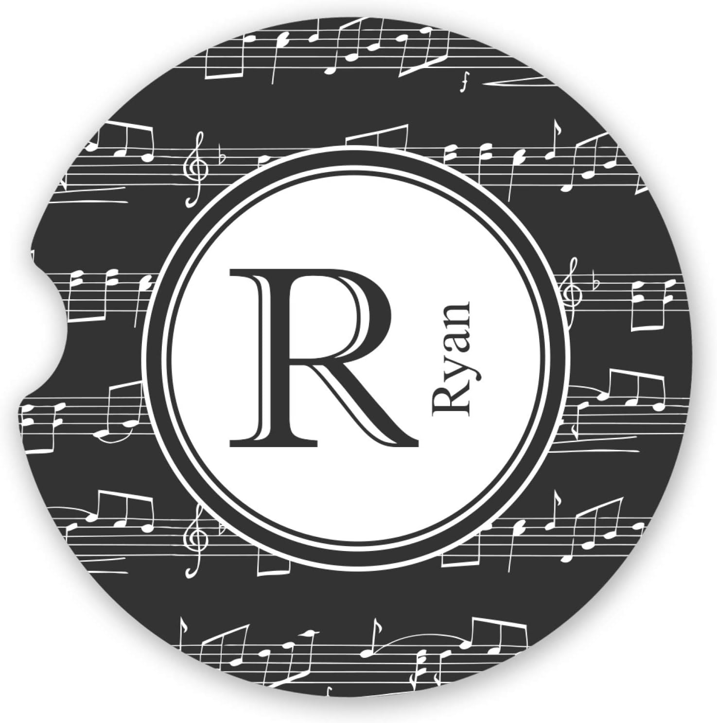 Amazon.com | Musical Notes Sandstone Car Coaster - Single (Personalized ...