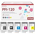 Amazon.com: PFI120 130-ml Ink Tank (5-Pack, Matte Black, Cyan, Magenta, Yellow, Black) Lometic ...