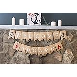 Amazon.com: Rainlemon Jute Burlap Welcome Aboard Banner Nautical Boy ...