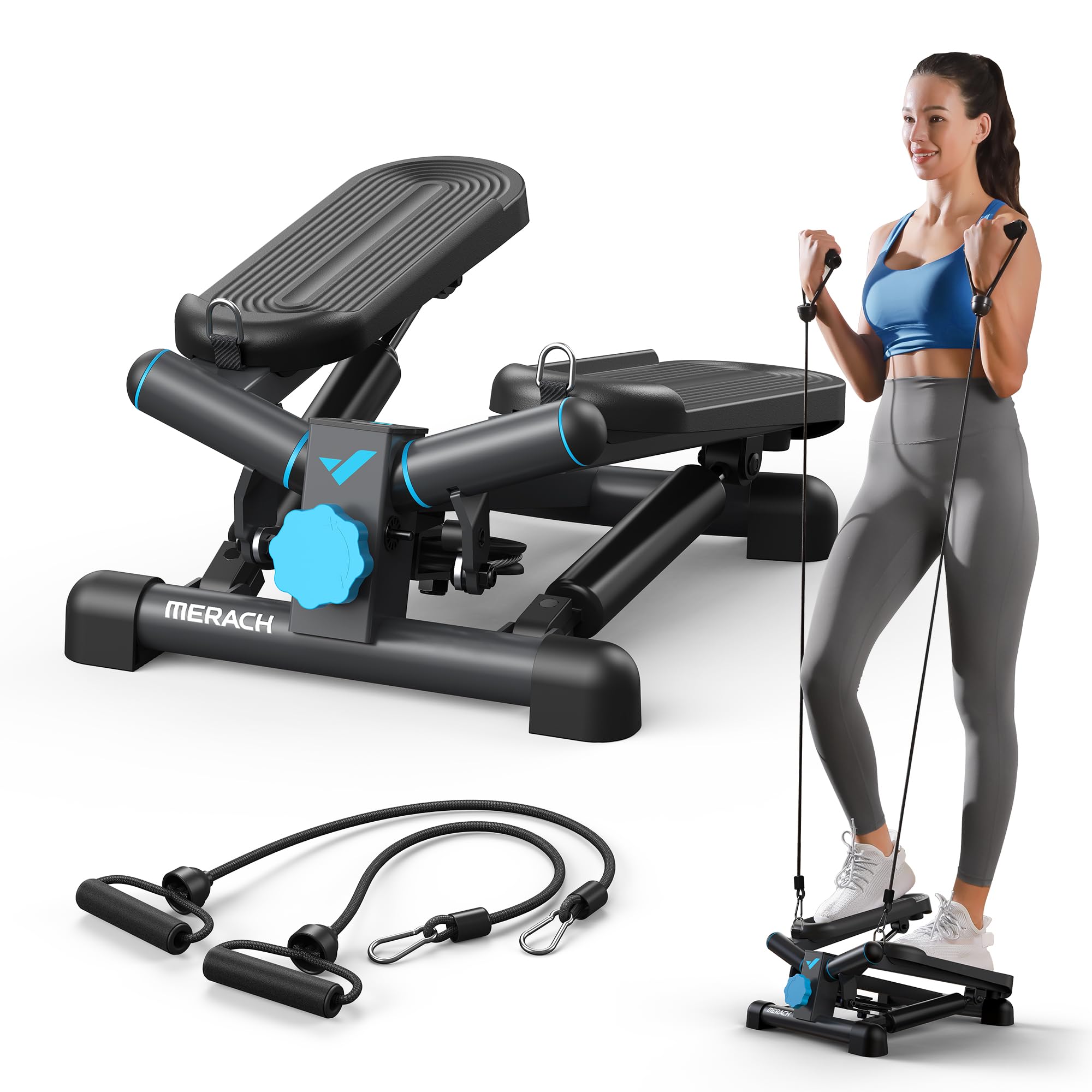 MERACH Mini Steppers for Exercise, Twist Stepper with Resistance Bands ...