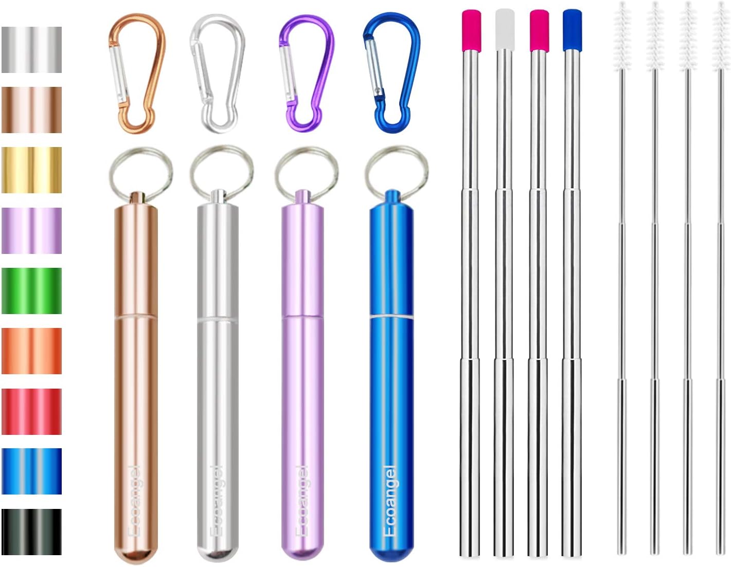 Amazon.com: 4 Pack Portable Reusable Metal Straw Collapsible Stainless ...