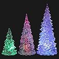 Amazon.com: 3 Pieces Lighted Christmas Tree Figurine Color Changing LED ...
