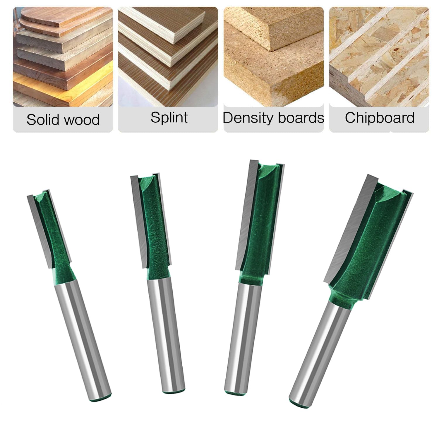 Mua Plus Double Flute Straight Router Bit Set, 1/4 Inch Shank. Cutting ...