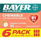 Amazon.com: Bayer Aspirin Low Dose 81 mg Chewable Tablets, Pain ...