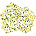 Amazon.com: Lemon Placemats Set of 4 Yello Summer Fruit and Flowers Non Slip Heat-Resistant ...