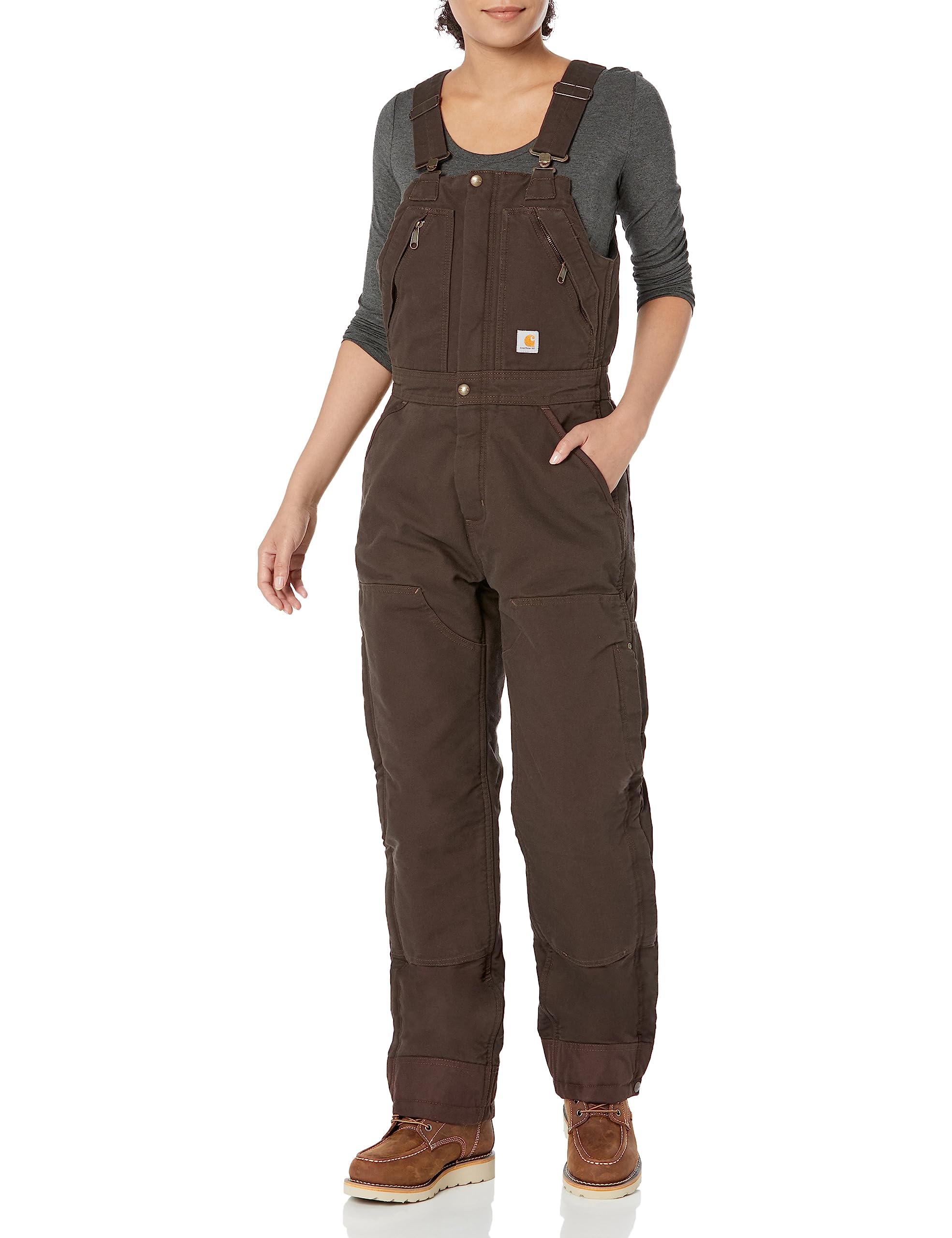 Carhartt womens Loose Fit Washed Duck Insulated Biberall Overall, Dark ...