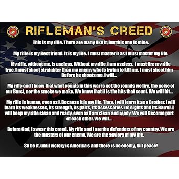 Amazon.com: Marine Corps Rifleman's Creed Poster USMC Poster 18x24 ...