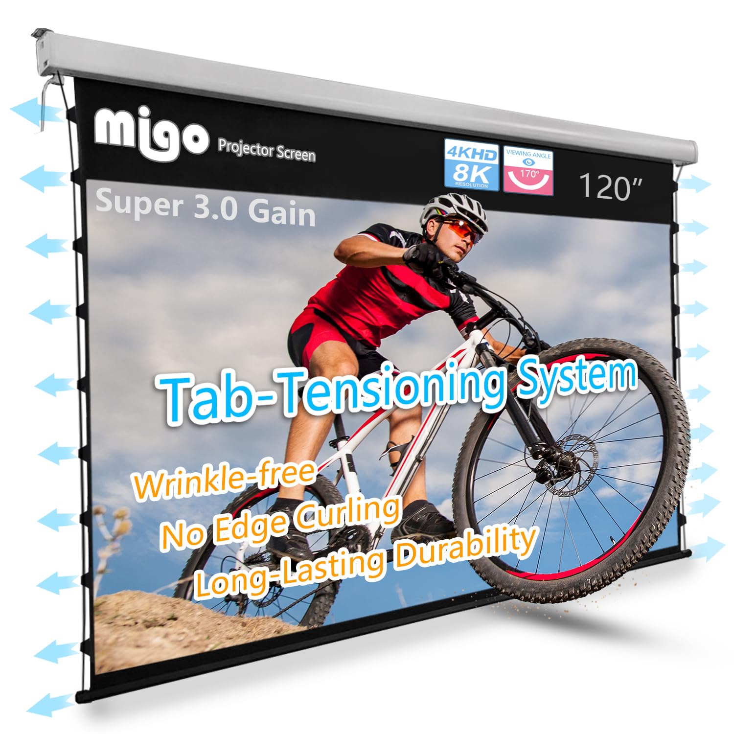 Migo 120 inch Pull Down Projector Screen, Soft White Super 3.0 Gain 16: ...