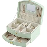 Amazon.com: XZUZ ladies jewellery box with mirror, two tiered travel ...