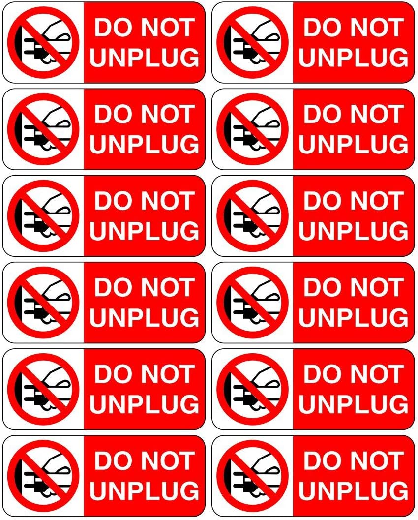 Pack Of 12 Socket Signs Do Not Unplug Self Adhesive Vinyl Stickers 50mm Pack Of 12 Socket Signs Do Not Unplug Self Adhesive Vinyl Stickers 50mm
