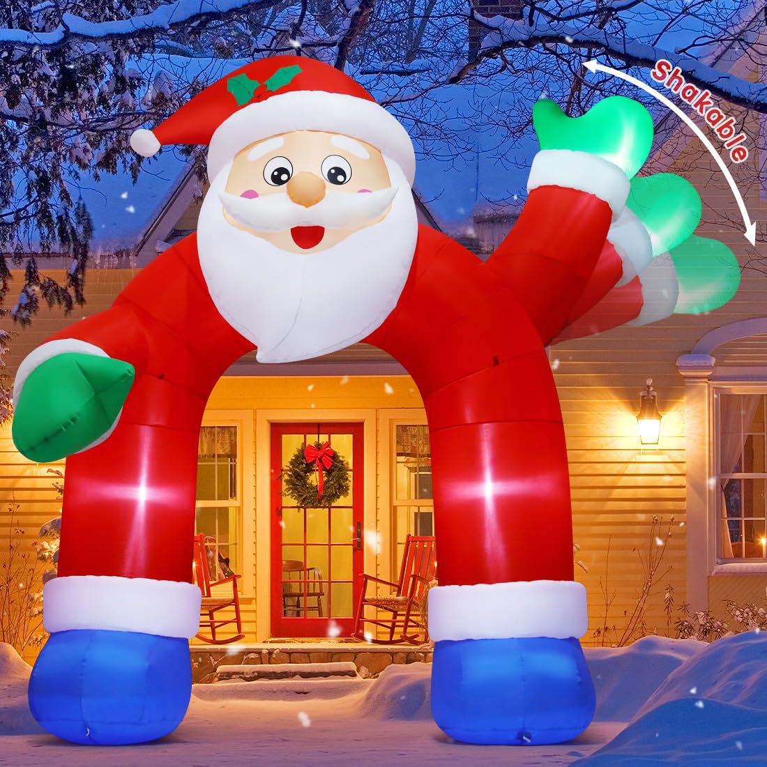 COMIN 11.8 FT Christmas Inflatable Santa Claus Arch Shakable Hand Blow ...