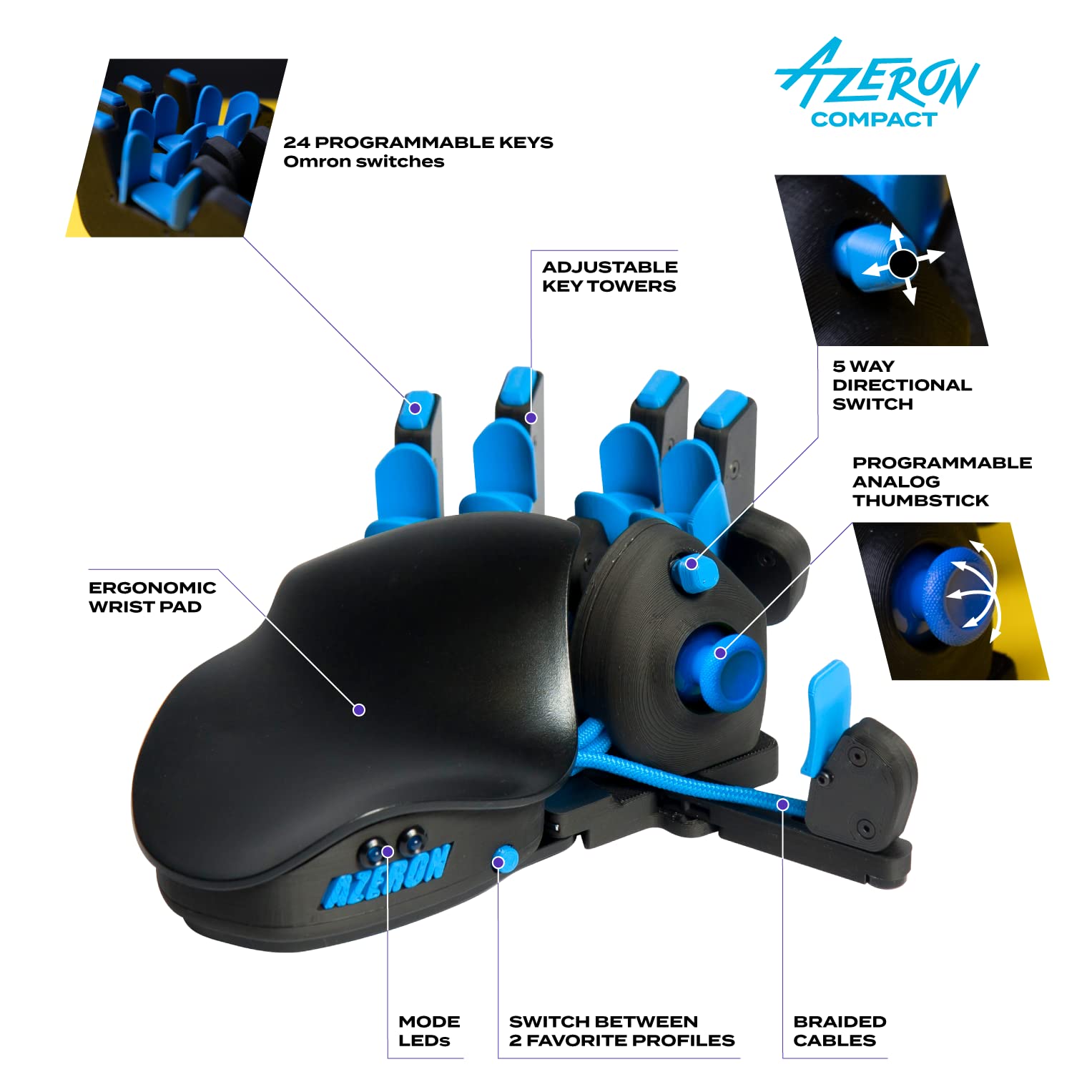 Teclado de juegos compactos de Azeron - Teclado de juego programable para PC & Console Gam