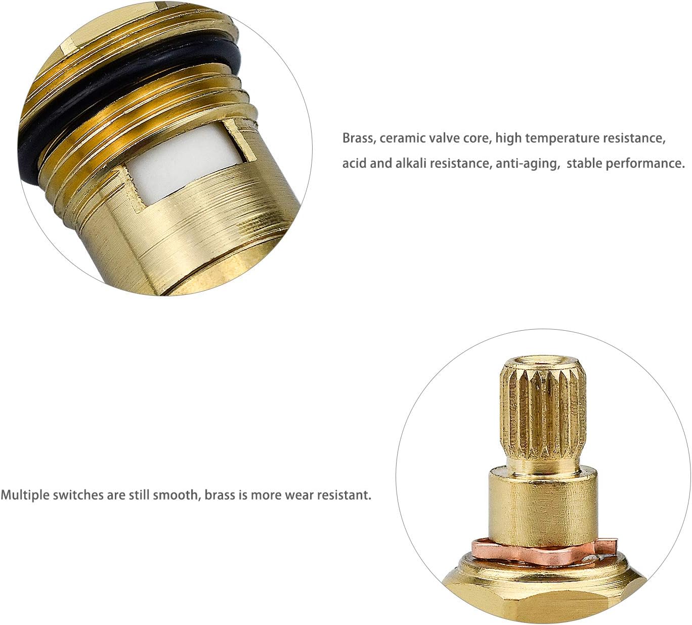 Parti per rubinetti 1 Coppia di Ricambio in Ottone Stelo Valvola a ...