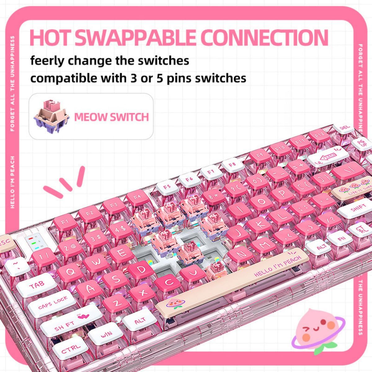 Mua YUNZII CK75 Wireless Hot Swappable Mechanical Keyboard, Transparent ...