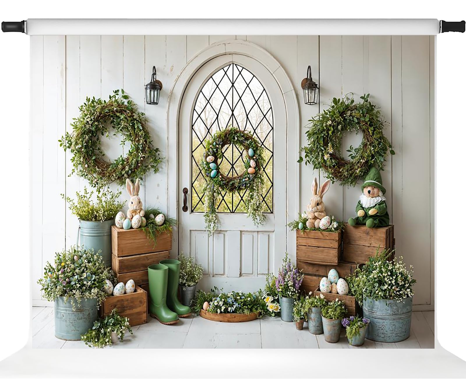 Kate Easter Backdrops for Photoshoot Spring Backdrops Wreath Rabbits ...