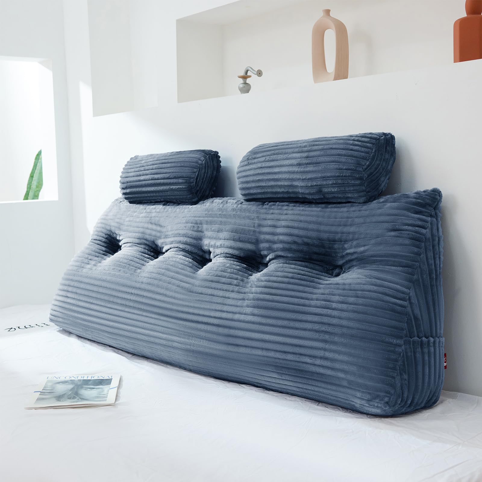 Rycwola Headboard Wedge Pillow with 2 Pack Neck Roll Pillow Large ...