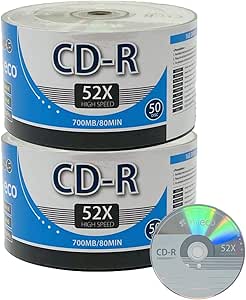 Amazon.com: 100 Pack MyEco CD-R CDR 52X 700MB 80Min Economy Logo Top ...