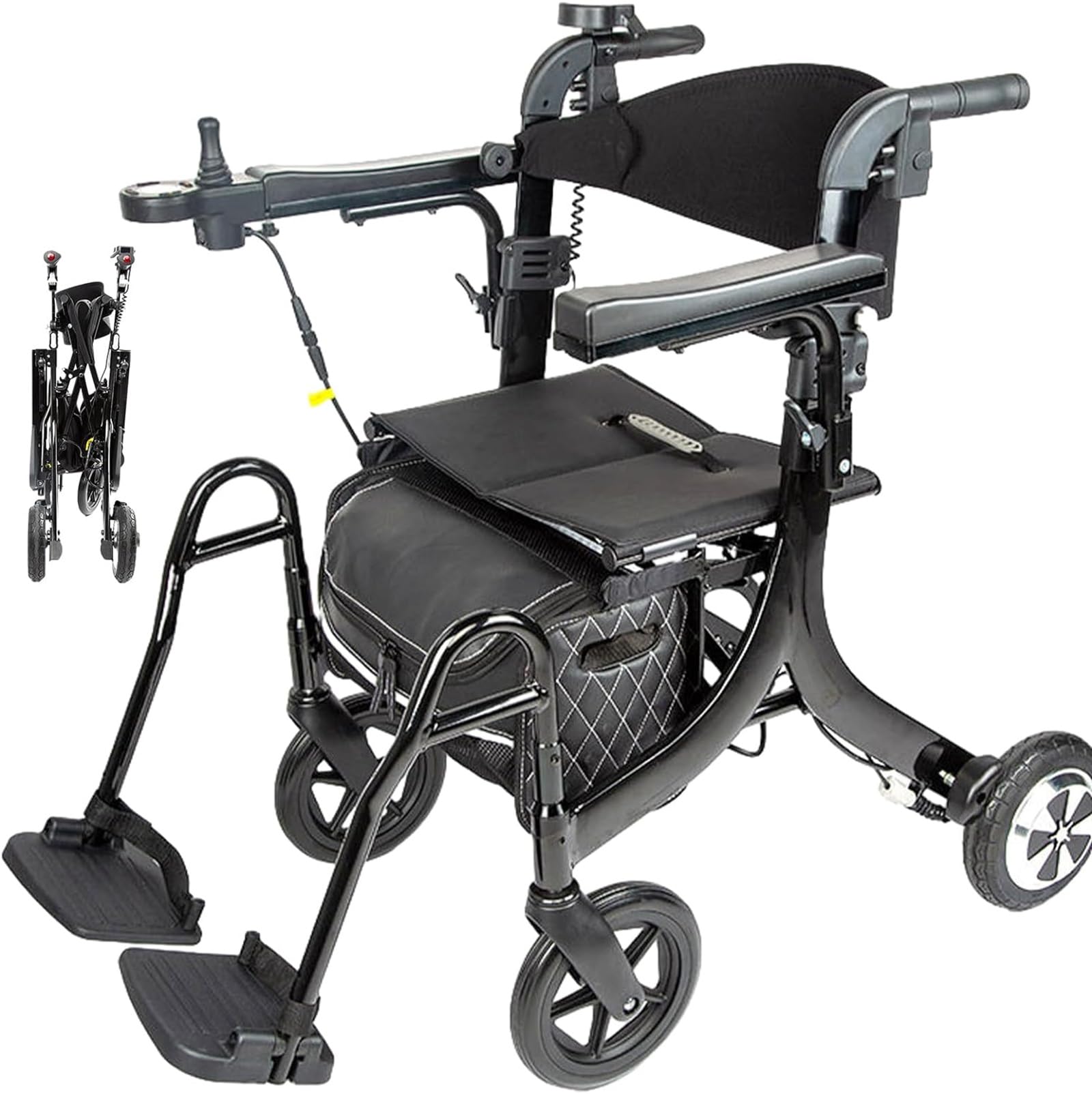 SAGGION 5 in 1 Rollator Walker for Seniors, Foldable Electric Power ...