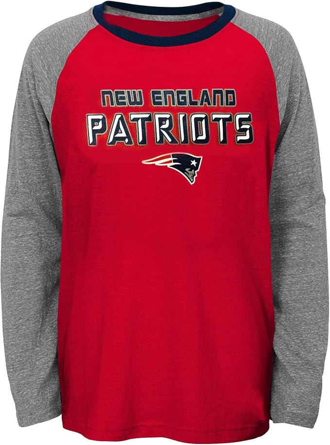 Outerstuff New England Patriots Youth Boys 4-18 Red Heathered Raglan ...