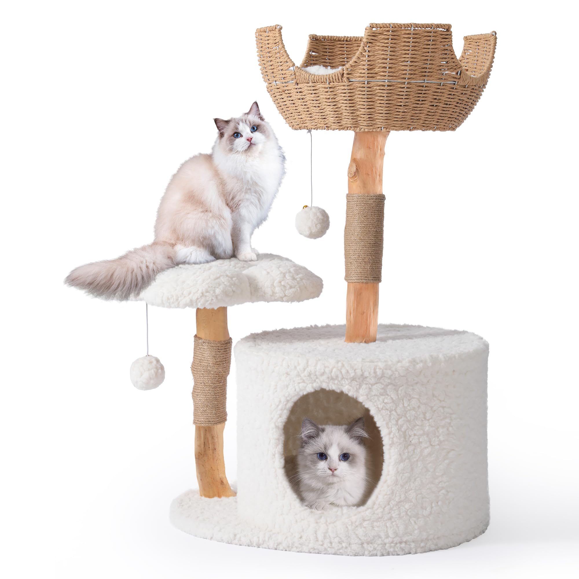 Easyego Modern Cat Tree, Aesthetic Wood Cat Tree Tower for Large Cats ...