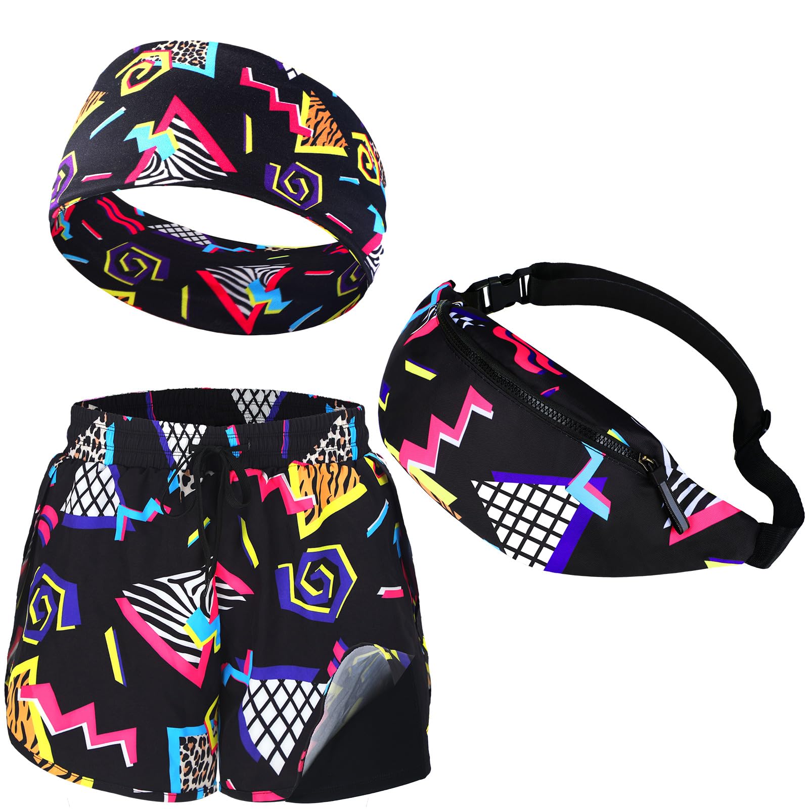 Didaey 3 Pcs 80s 90s Outfit for Women 80s Costume Set 2 in 1 Running ...