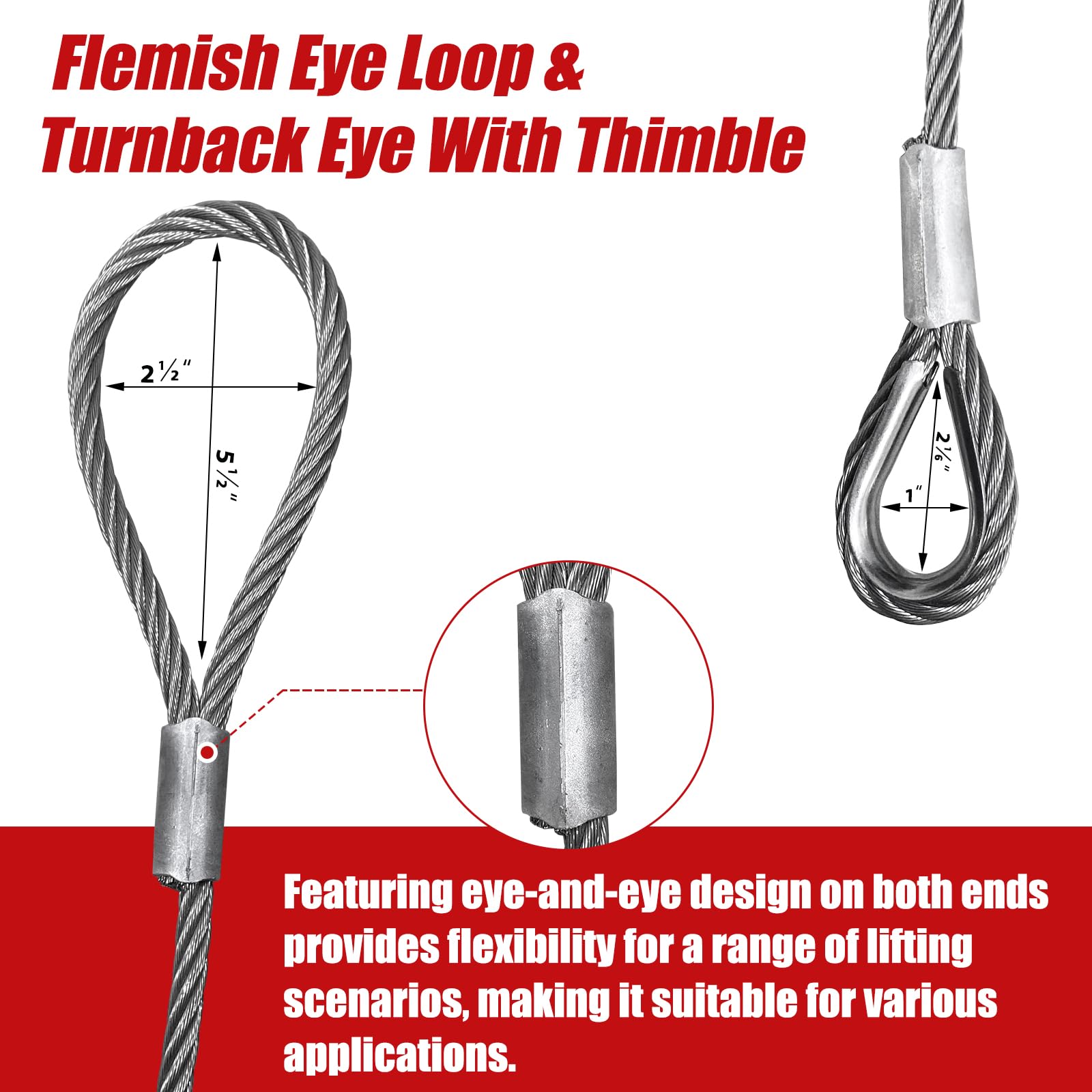 Mua SENKEYFE Single Leg Wire Rope Sling, 1.6T Vertical Rated Capacity ...