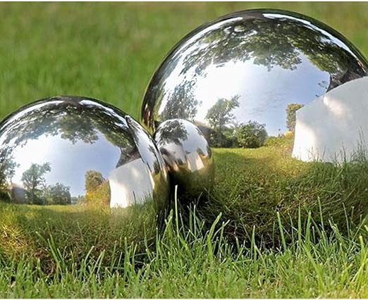Stainless Steel Mirror Sphere Garden Ornament 27cm: Amazon.co.uk ...