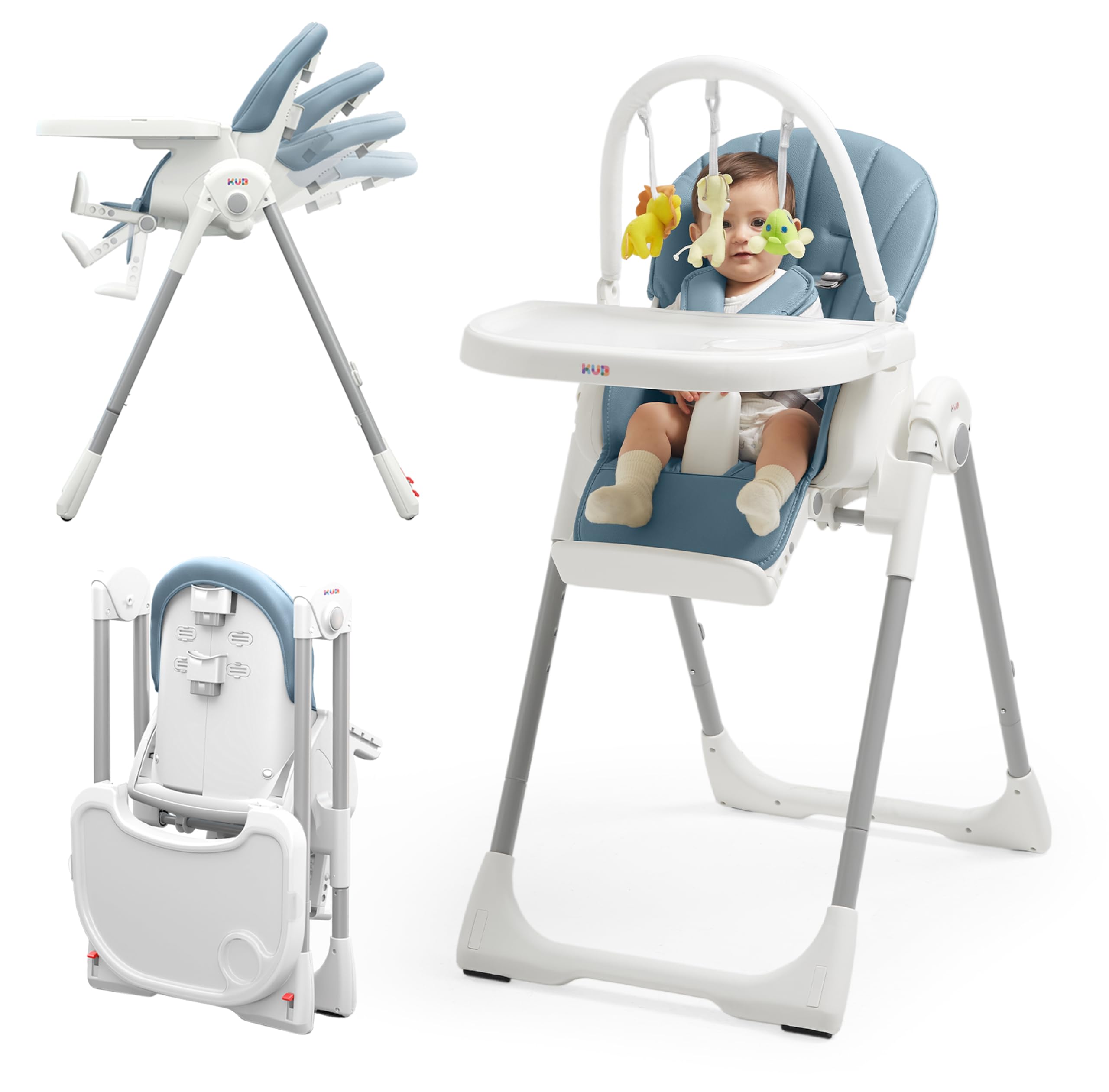 KÜB 3-in-1 Foldable Baby High Chair, 7 Height & 4 Recline Adjustable ...