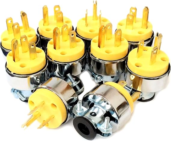 3 Prong Male Electrical End Plugs - 10pc Male Extension Cord ...