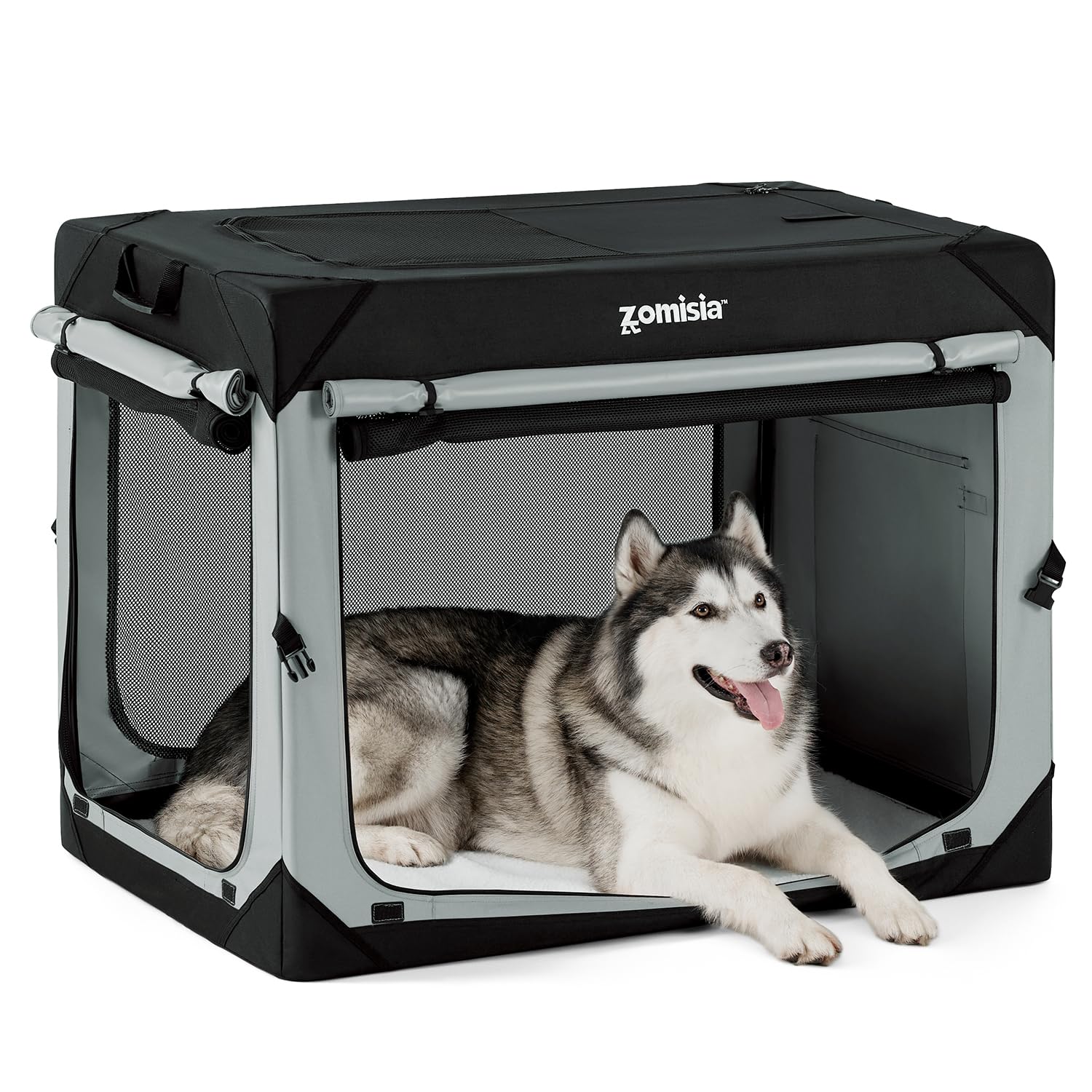 ZOMISIA Collapsible Dog Crate for Large Dogs - 42 Inch Dog Travel Crate ...