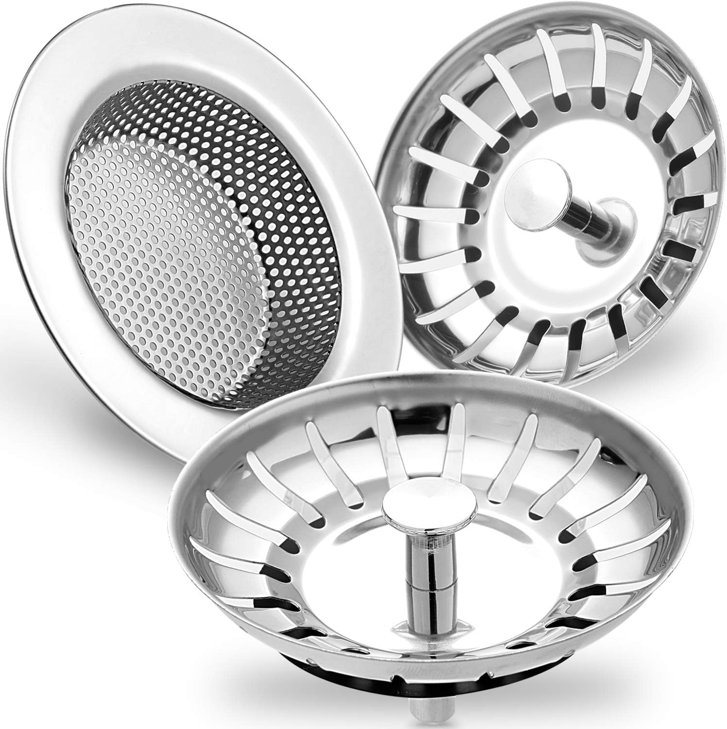 3 pack Kitchen Sink Strainer Plug, Thicken 304 Stainless Steel sink ...