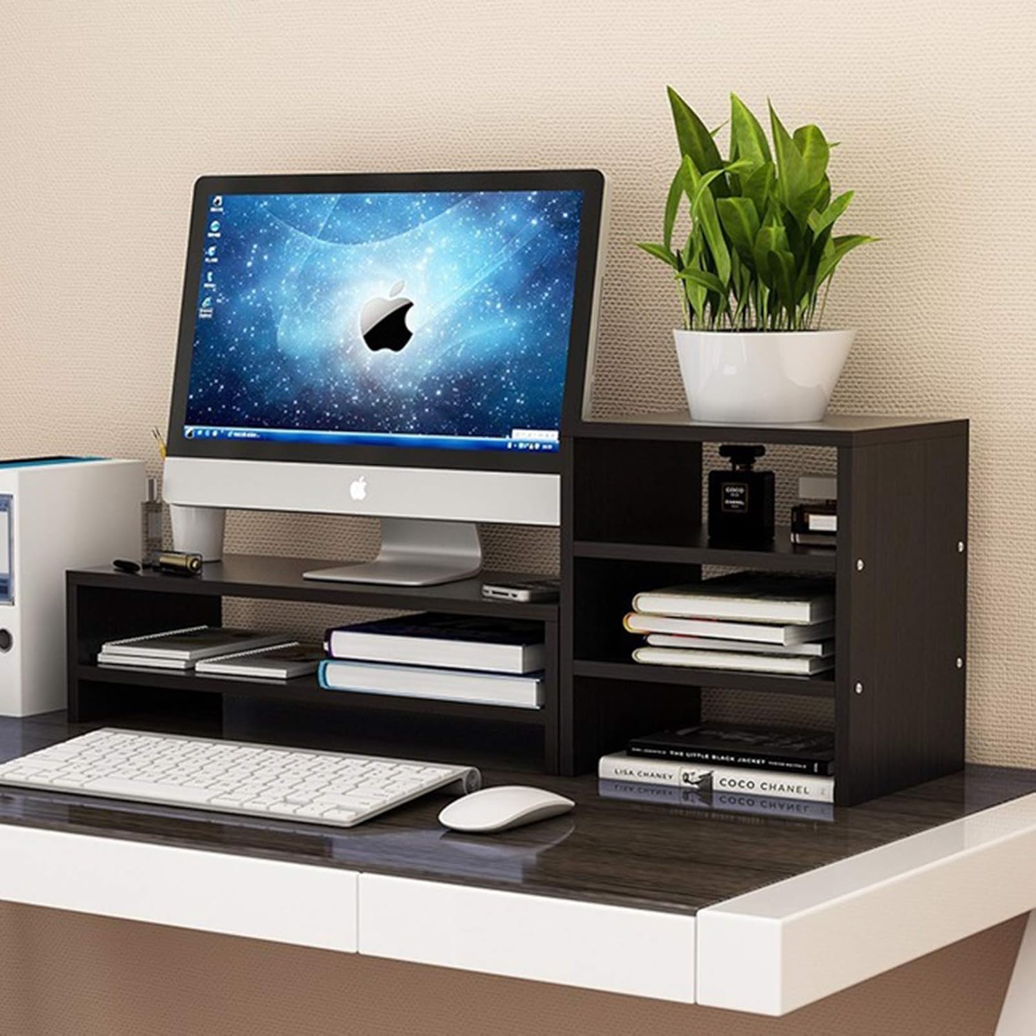 Anmas Power Wood Monitor Stand, Multifunctional Wooden Office Desk ...