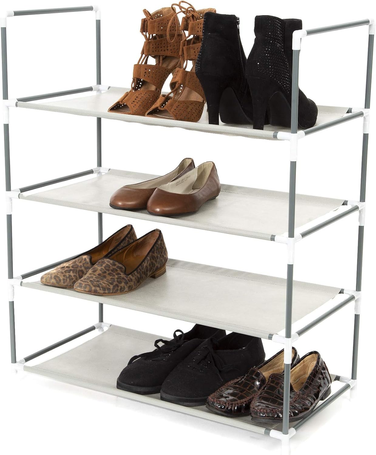 Compactor Salome Stackable 4 Shelf Rack Storage Organiser for 12 Pairs ...